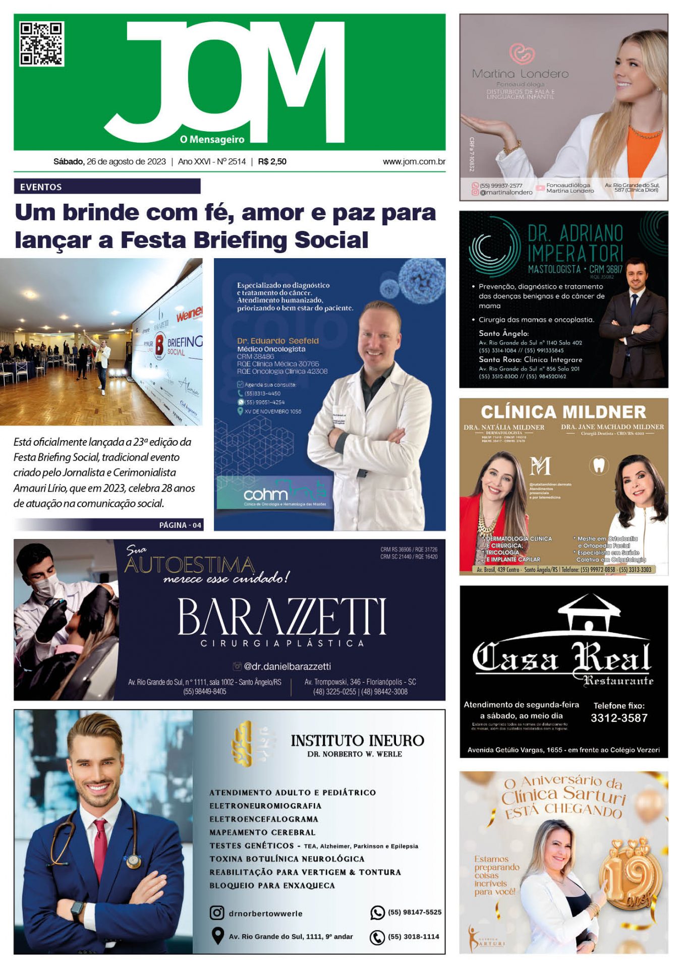 O Mensageiro - Edição 2514 de 26/08/2023 - Jornal e Revista O Mensageiro